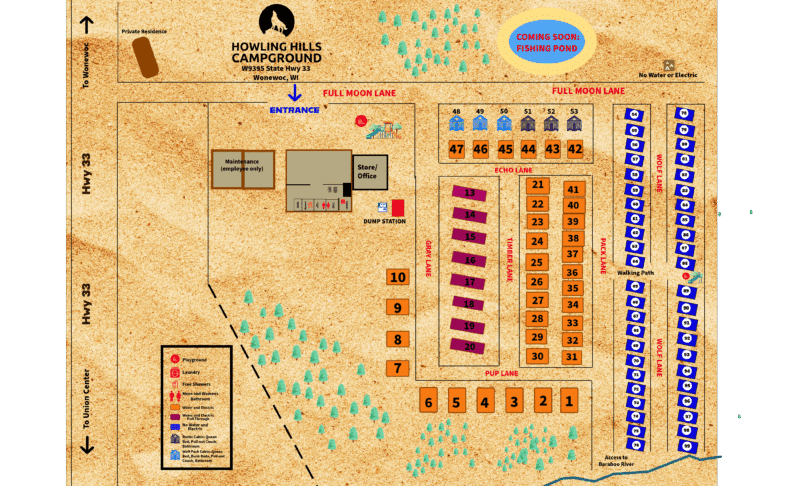 Park Map of Howling Hills Campground